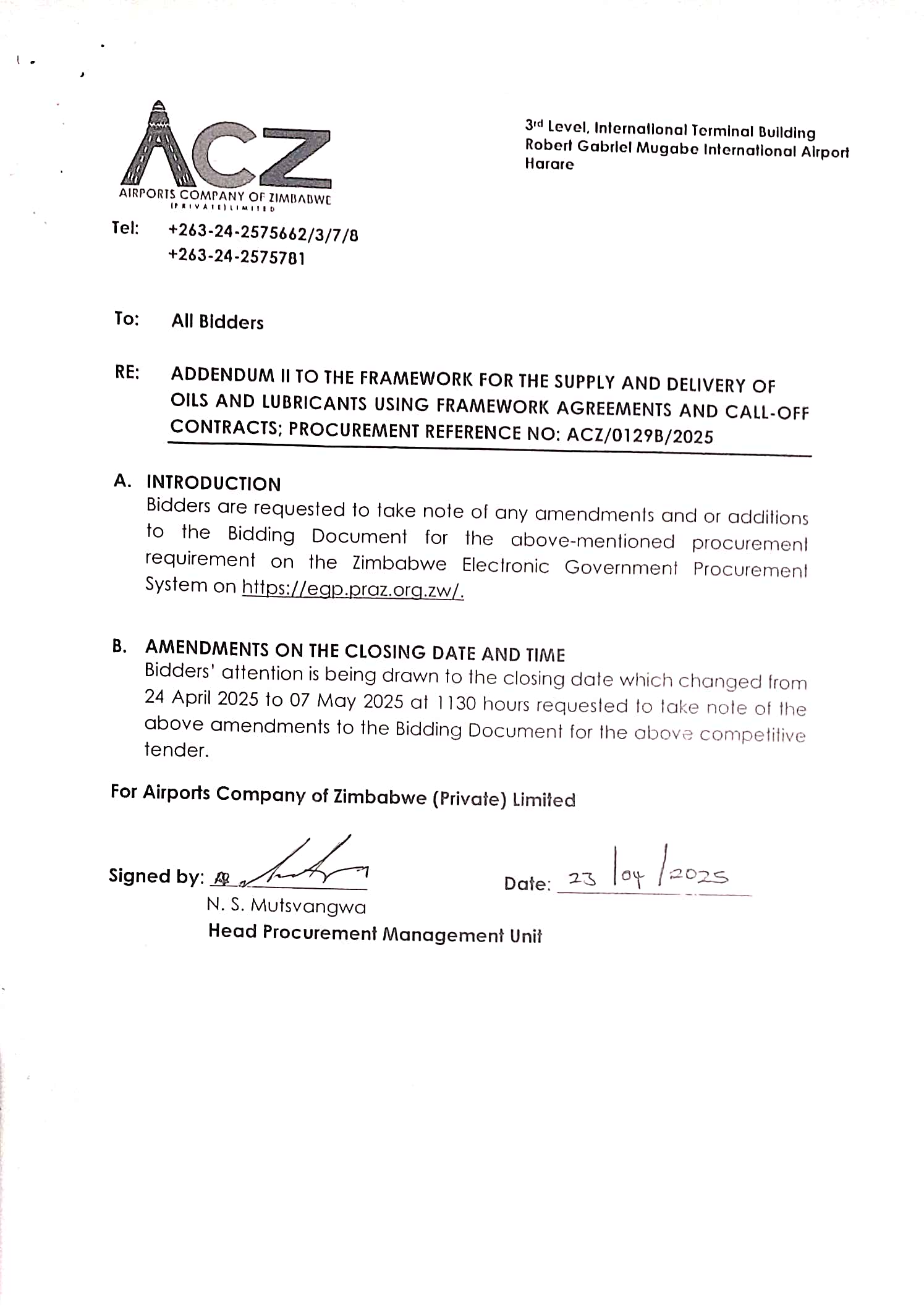 Zimbabwe electronic Government Procurement System